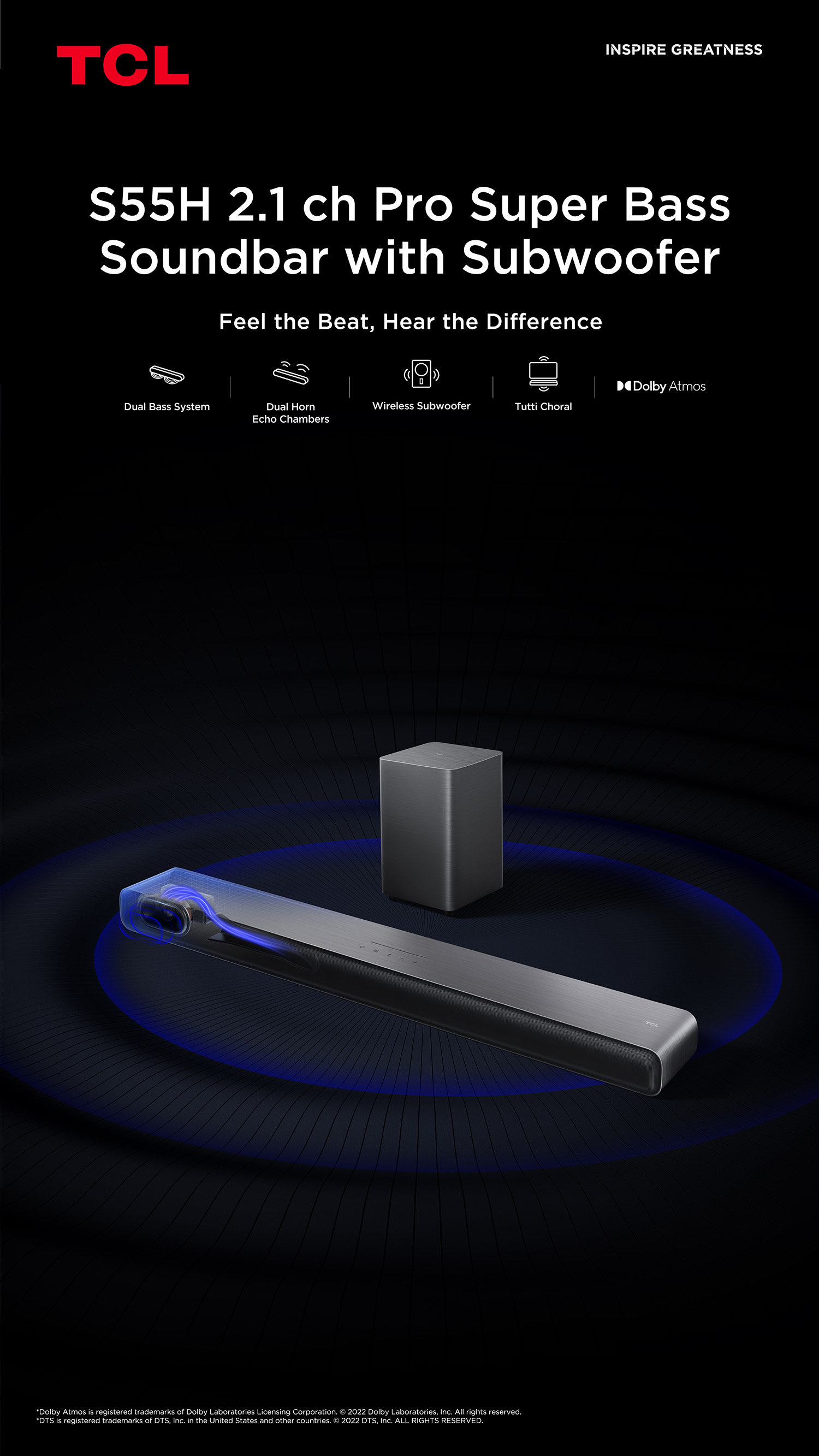 TCL Soundbar S55H 2.1ch Pro - TCL Global