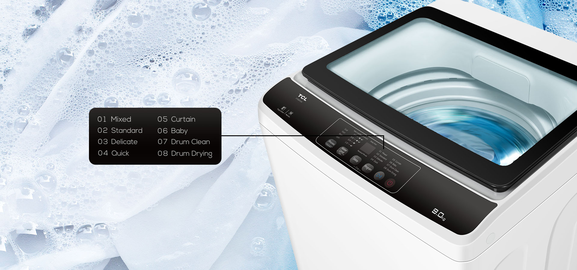 TCL 9kg Top Load Washing Machine F709TLW | Master Buy