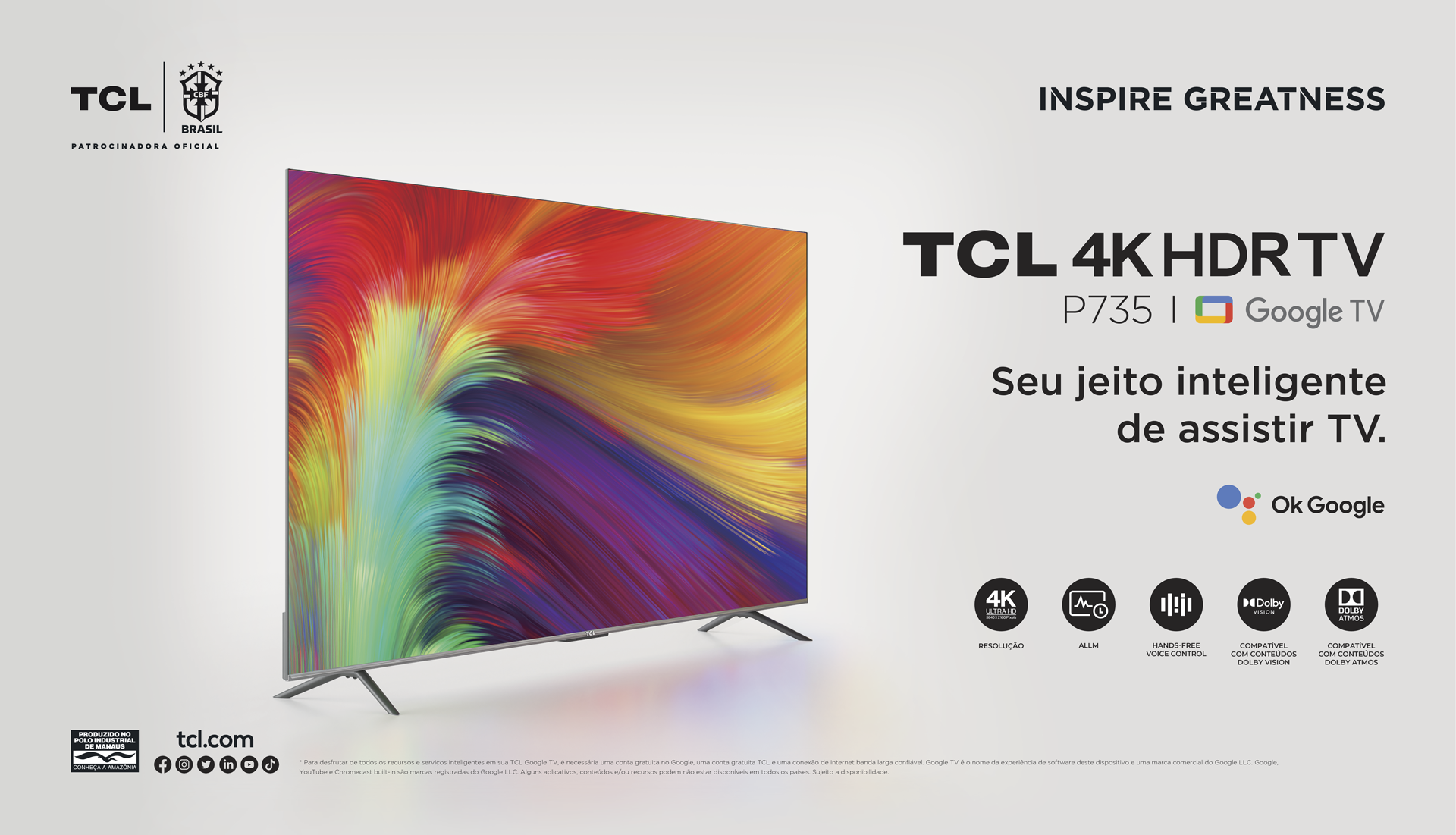 Smart Tv Led 4K TCL P735 Dolby Vision Atmos e ALLM- TCL Brazil