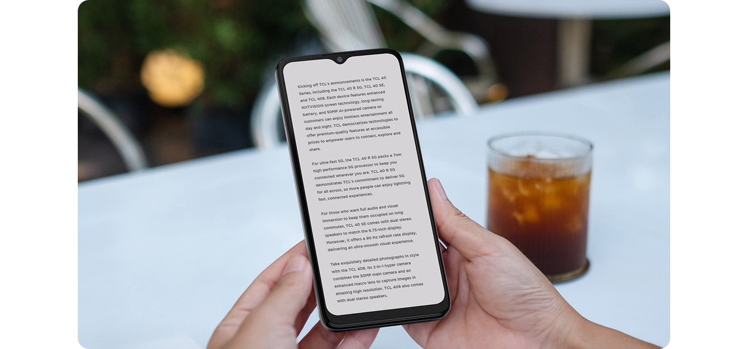 6.6" HD+ NXTVISION Display | TCL 406