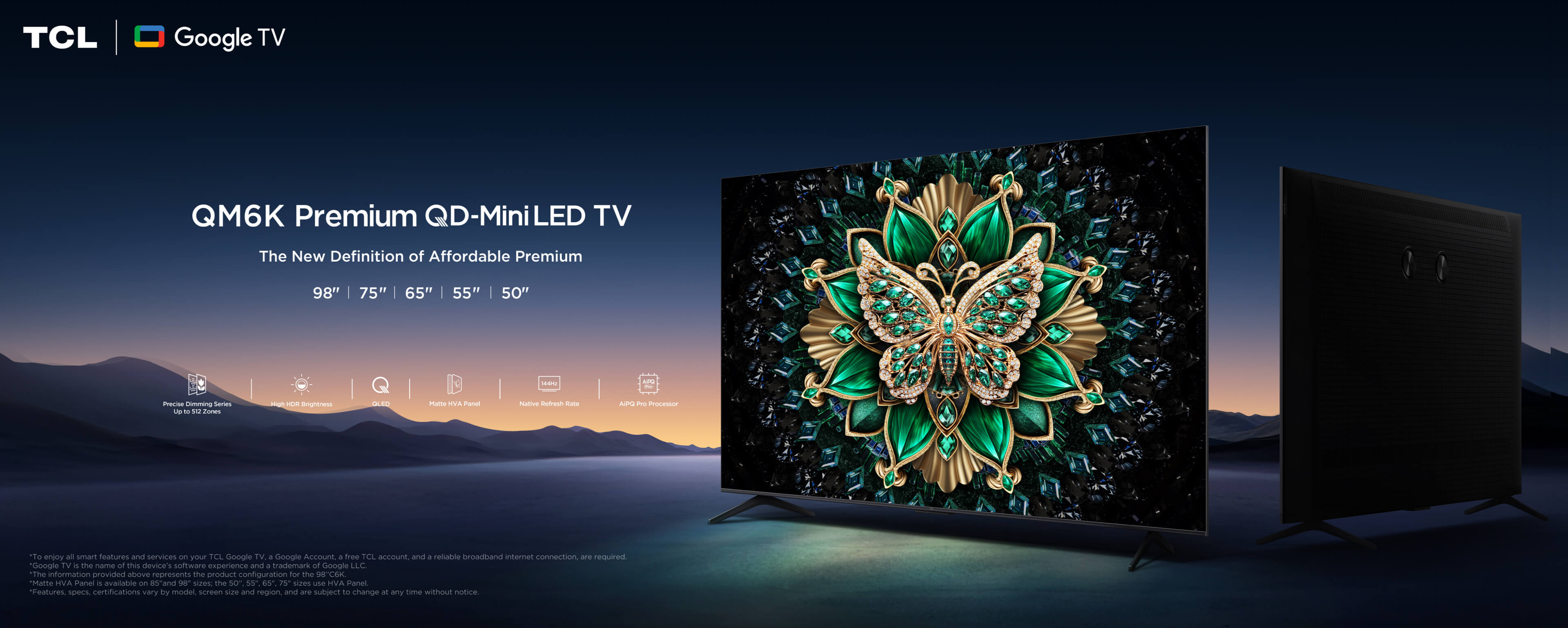 Televisor TCL QM6K Premium QD-MiniLED de 50 a 98 pulgadas | TCL Mexico